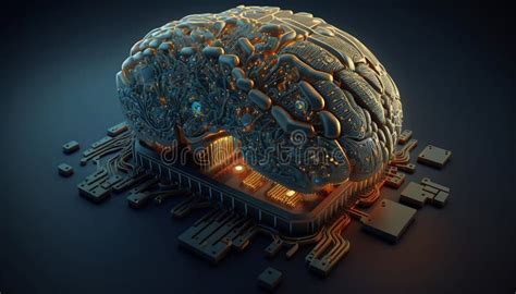 artificial intelligence human brain as cpu biotechnologi concept