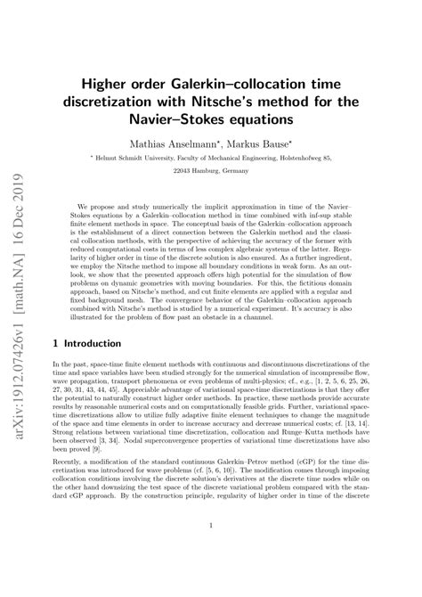 pdf higher order galerkin collocation time discretization with