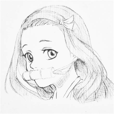 Small Sketch Of Nezuko From Kimetsu No Yaiba Anime Art Amino