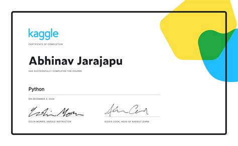 Abhinav Jarajapu Completed The Python Course On Kaggle