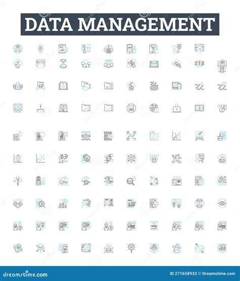 Data Management Vector Line Icons Set Data Management Storage Organization Retrieval