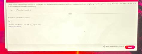 Solved For The Function Given Below Find A Formula For The Riemann Sum Course Hero