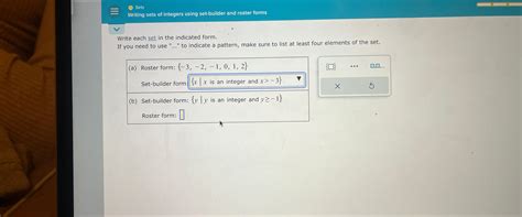 solved setswriting sets of integers using set builder and