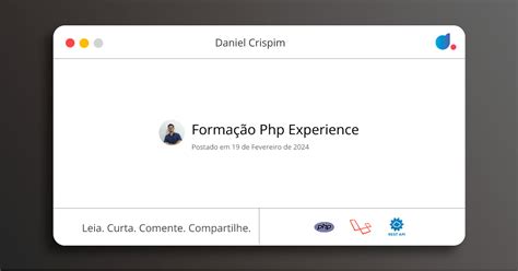formação php experience daniel crispim php laravel api rest dio