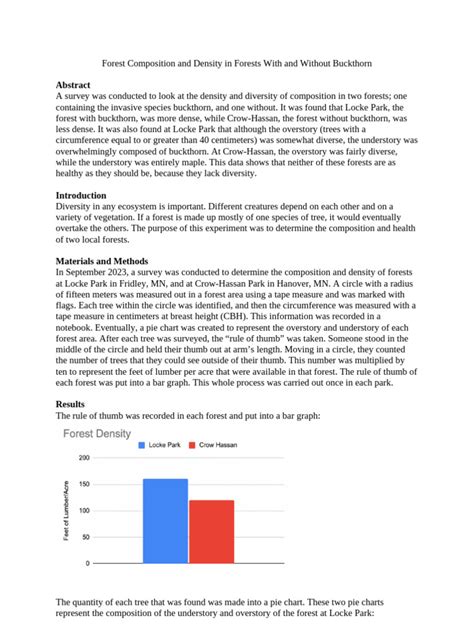 Natalie Clark Forest Compositiondensity Lab Report Pdf Forests Canopy Biology