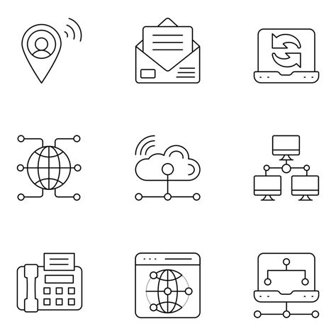 Network And Communication Thin Line Icons 3252382 Vector Art At Vecteezy