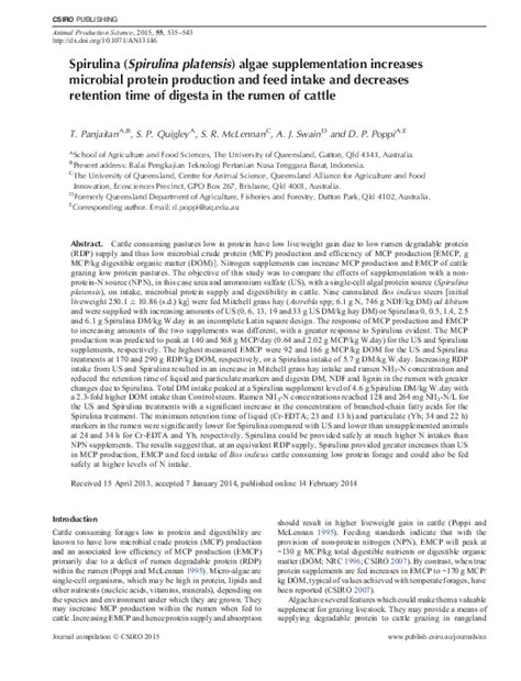 Pdf Spirulina Spirulina Platensis Algae Supplementation Increases