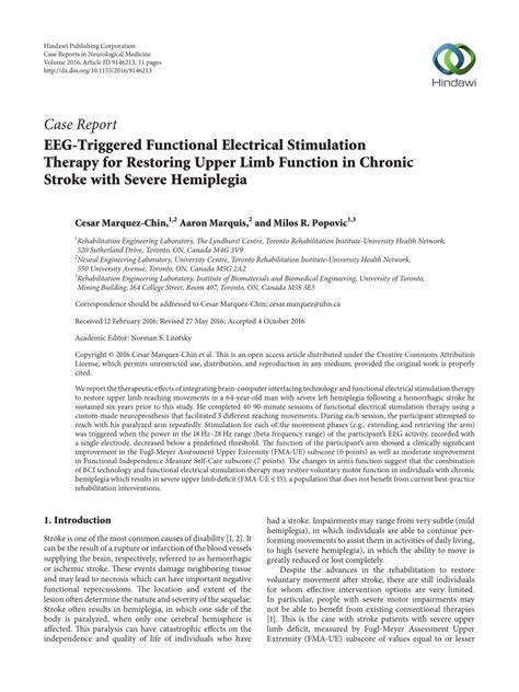 Pdf Bci Triggered Functional Electrical Stimulation Therapy For Upper Limb