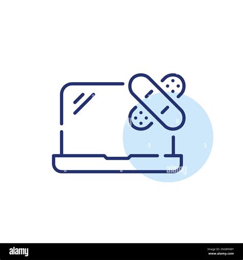 Laptop With Bandaid Computer Repair Clinic Pixel Perfect Editable
