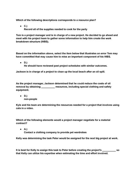 Sophia Project Management Unit 2 Challenge 1 Which Of The Following