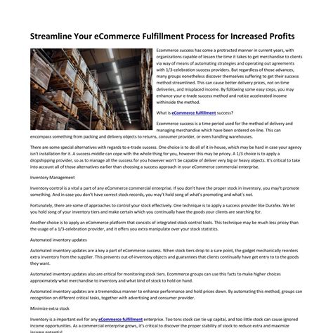 Streamline Your Ecommerce Fulfillment Process For Increased Profitspdf