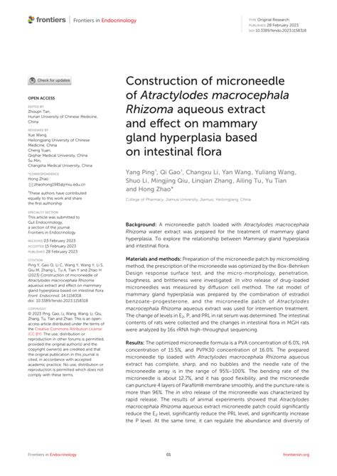 Pdf Construction Of Microneedle Of Atractylodes Macrocephala Rhizoma Aqueous Extract And