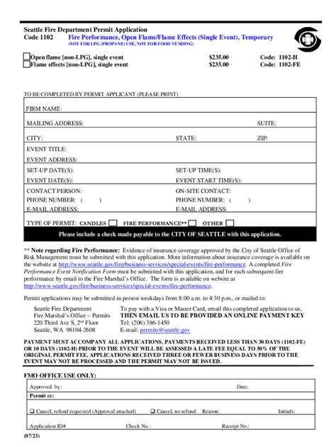 Fillable Online Fire Department Permits For Events Ehs Fax Email