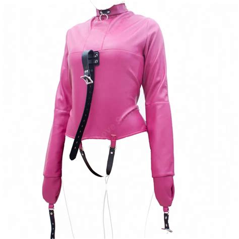 Pu Leather Bondage Security Straitjacket With Crotch Strap Fetish Wear