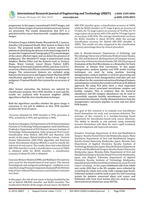 Irjet Survey Paper On Oral Cancer Detection Using Machine Learning Pdf