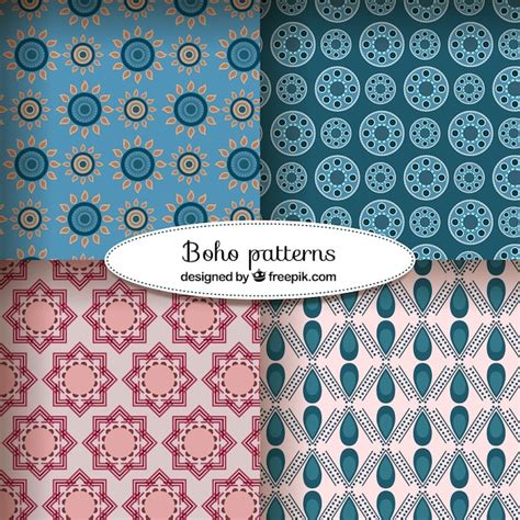 Free Vector Elegant Boho Style Pattern Set