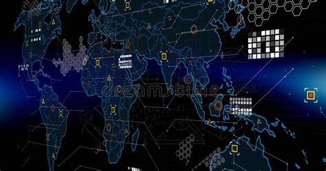 Image Of Digital Data Processing Over World Map Stock Illustration