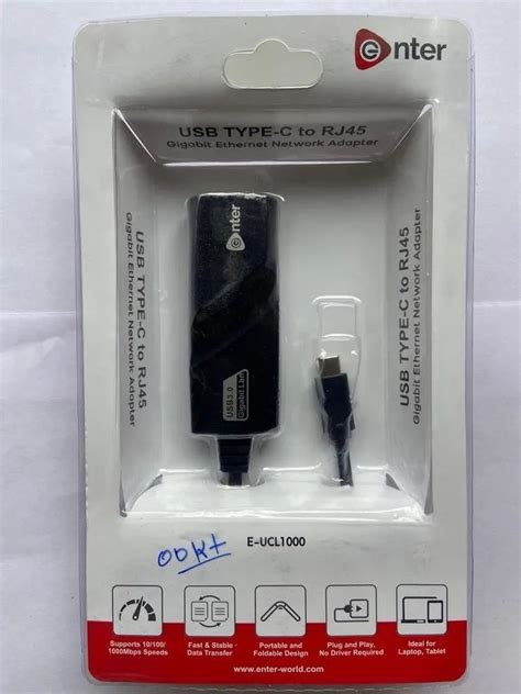 Mbps Black USB Type C RJ Network Adaptor For Desktop Model Name Number E UCL