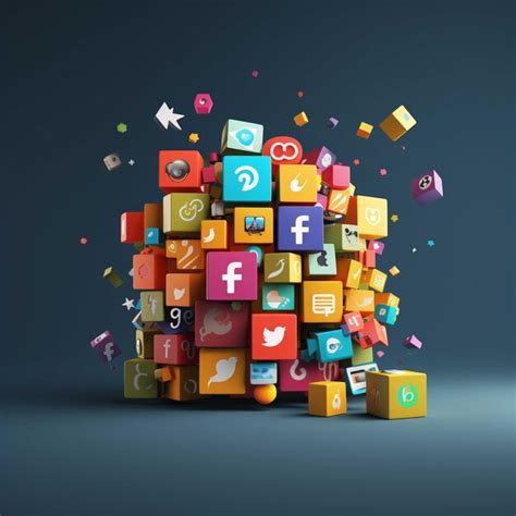 Premium Ai Image Colorful 3d Cube With Different Application Icons