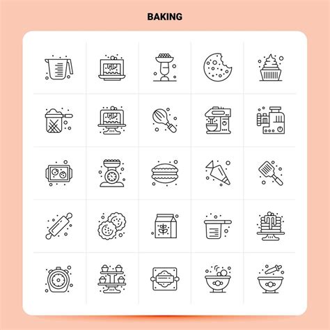 Outline 25 Baking Icon Set Vector Line Style Design Black Icons Set Linear Pictogram Pack Web