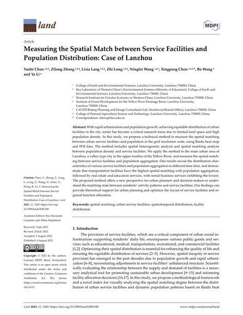 Pdf Measuring The Spatial Match Between Service Facilities And