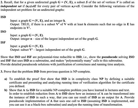 Solved Recall That For A Given Undirected Graph G Chegg Com