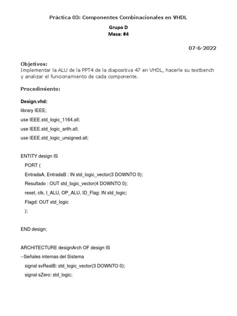 Componentes Combinacionales En Vhdl Descargar Gratis Pdf Vhdl