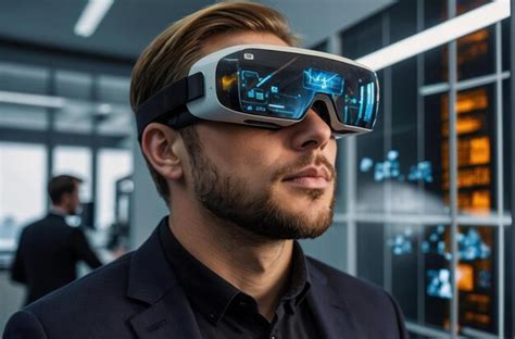 Premium Photo Man Wearing Modern AR Glasses