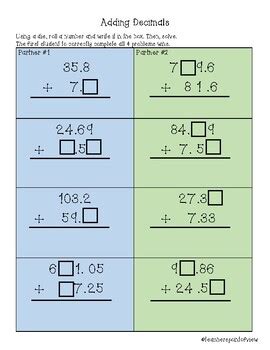 Adding And Subtracting Decimals Game By Teacherspointofview TPT