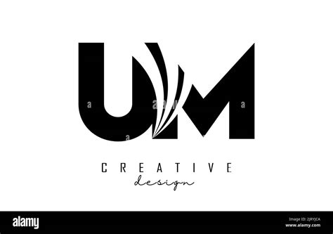 Creative Black Letter Um U M Logo With Leading Lines And Road Concept Design Letters With