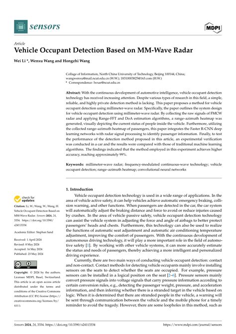 Pdf Vehicle Occupant Detection Based On Mm Wave Radar