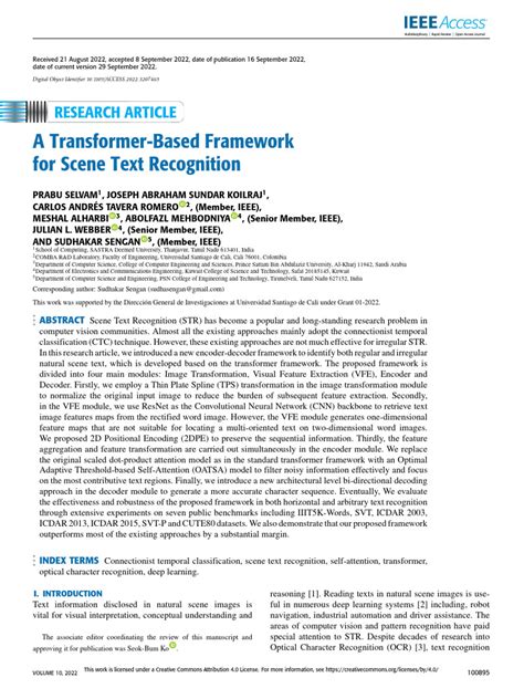 A Transformer Based Framework For Scene Text Recognition Pdf Deep