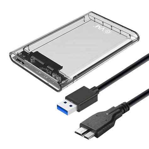 EVM SATA SSD Casing USB Portable External Hard Drive SSD Transparent Case Cover