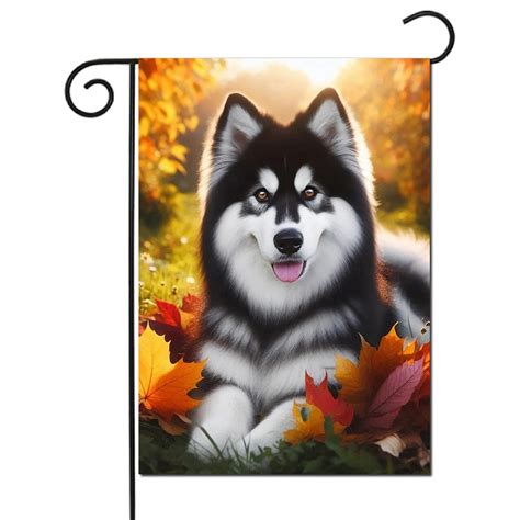 Siberian Husky Flag Black Fall Beauty Garden