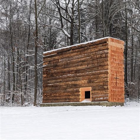John Pawson Builds Wooden Chapel For Cyclists Using Huge Logs