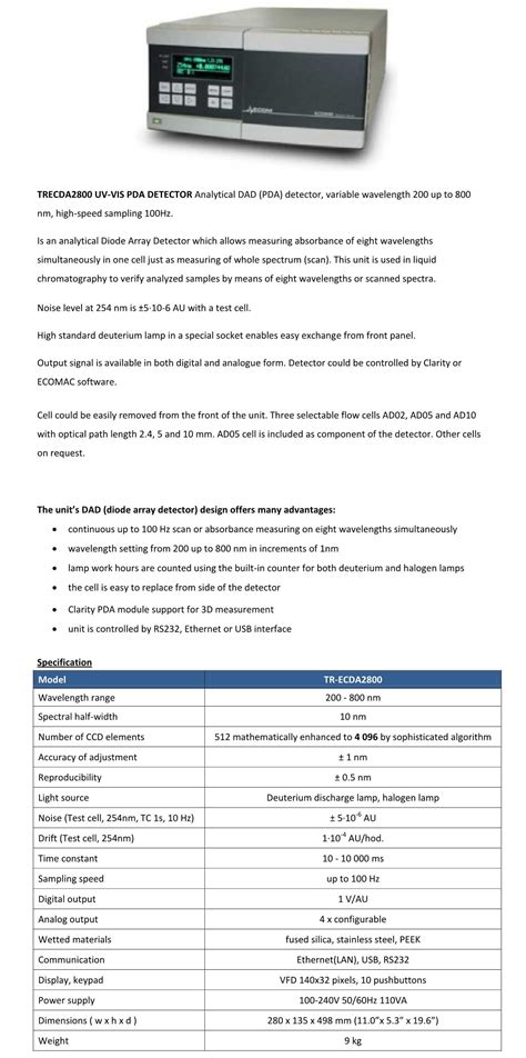 Jual HPLC UV VIS PDA Detector TR ECDA TRIAS NATHOMI CHEMINDO
