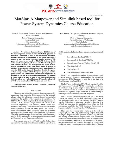 pdf matsim a matpower and simulink based tool for power system