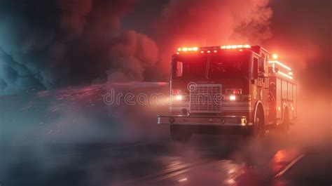 Fire Truck in the Night stock illustration. Illustration of response - 336509953