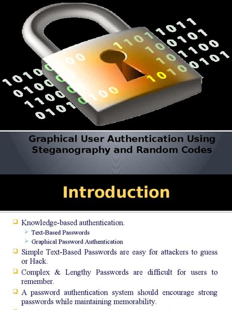 graphical user authentication using steganography and random codes