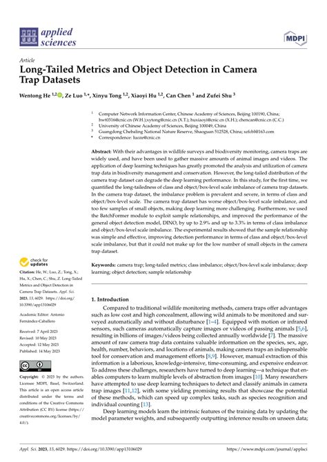 Pdf Long Tailed Metrics And Object Detection In Camera Trap Datasets