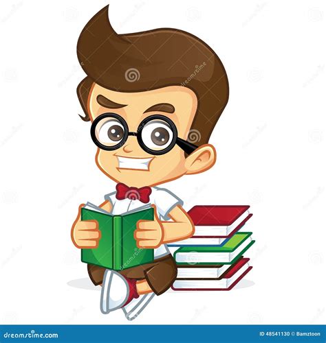 Nerd Geek Jump Cartoon Vector 78581567