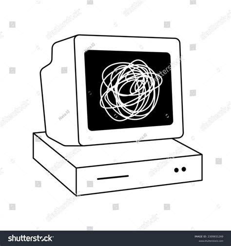 Old Computer Monitor Error Vector Illustration Stock Vector Royalty Free Shutterstock