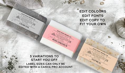 Handmade Soap Label Canva Template 3 Sizes Plus A Thank You Card