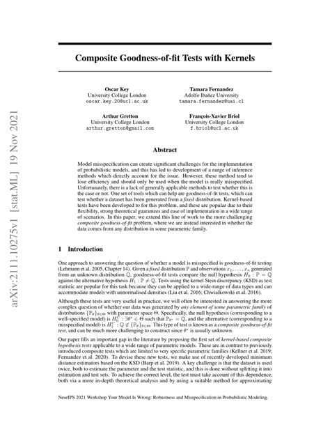 Pdf Composite Goodness Of Fit Tests With Kernels