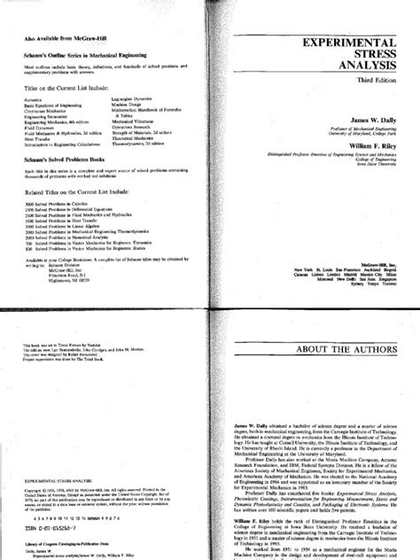 Experimental Stress Analysis James W Dally William F Riley Pdf