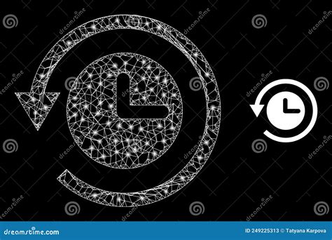 Network Time Back Machine Web Mesh Icon With Constellation Lightspots
