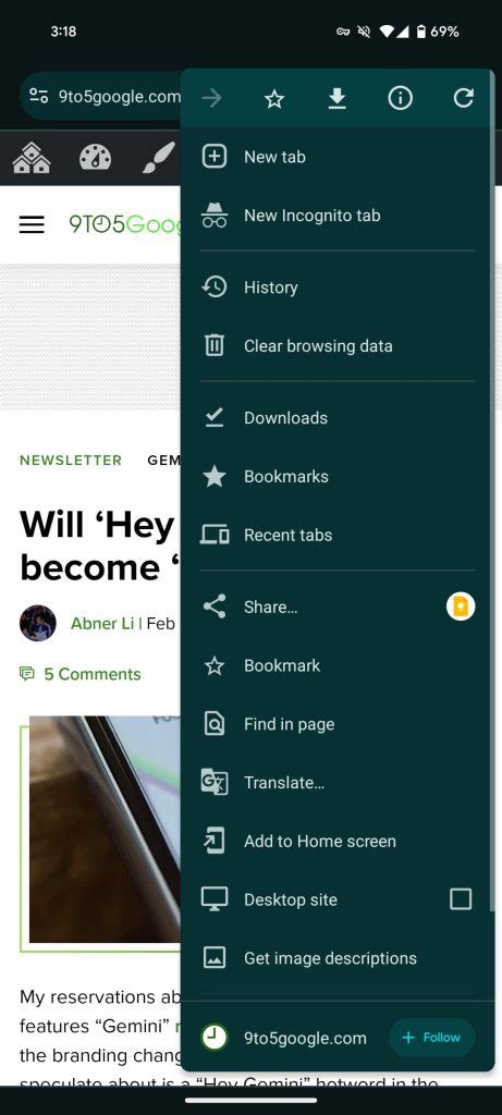 Chrome For Android Adds Second Bookmark To Overflow Menu
