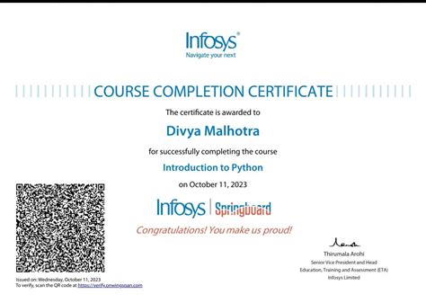 Divya Malhotra On Linkedin I Have Completed Yeh Certification Of Phython Programming Under The