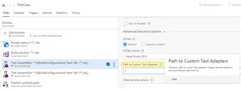 add unit test step on tfs build definition for project stack