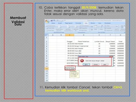 microsoft excel validasi data informatika kelas 8 ppt